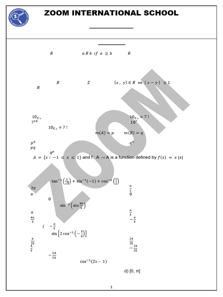 1117xii Mathematics Qb Term-II 2024 | PDF | Mathematical Concepts ...