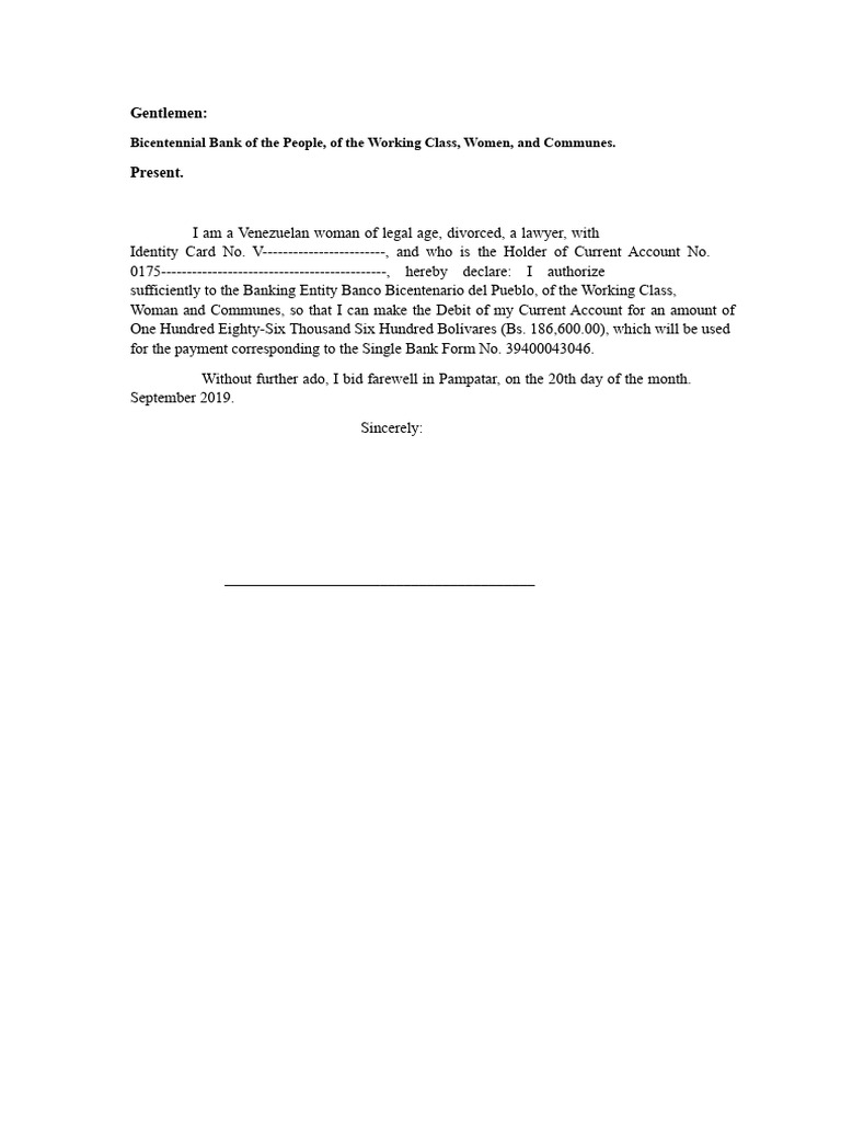 Authorization for Bank Debit Transaction | PDF