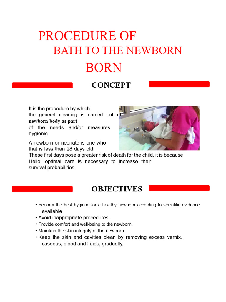 Procedure For Bathing The Newborn | PDF | Hygiene | Infants