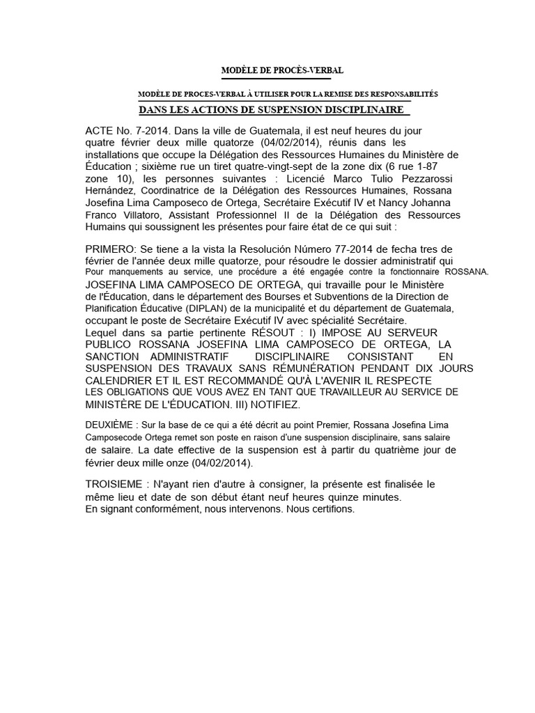 Modèle de Procès-Verbal | PDF
