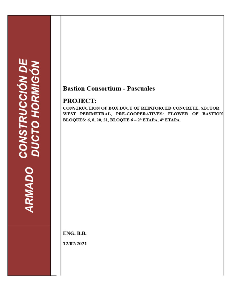 Box Duct Construction in Pascuales | PDF | Concrete | Pipe (Fluid ...