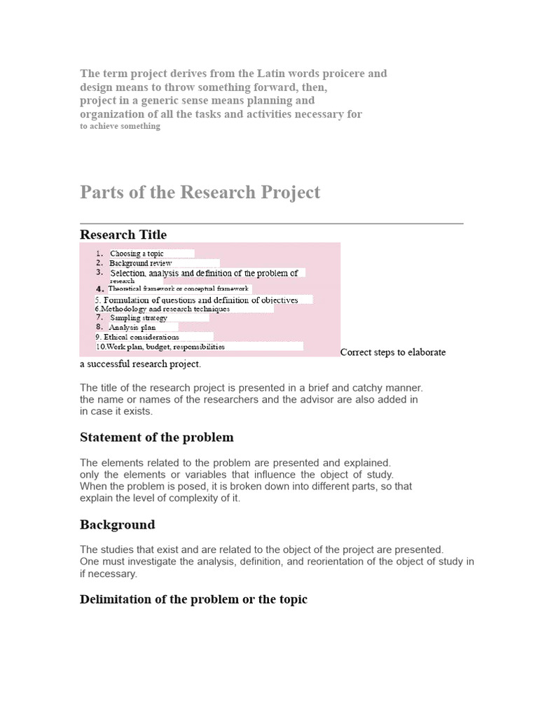 Parts of The Research Project | PDF | Methodology | Information