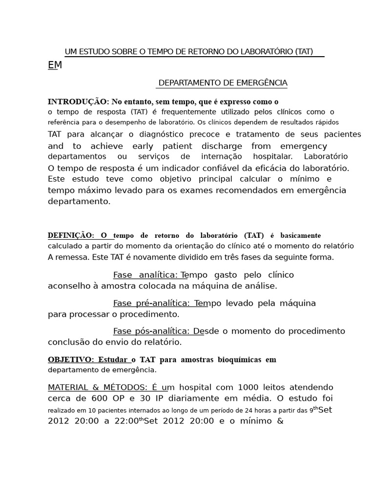 Análise TAT | PDF | Tempo
