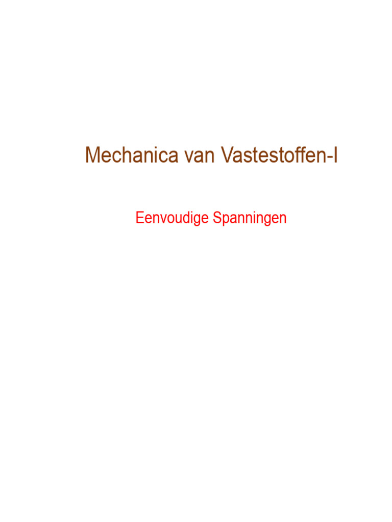 Mechanica Van Vaste Stoffen | PDF