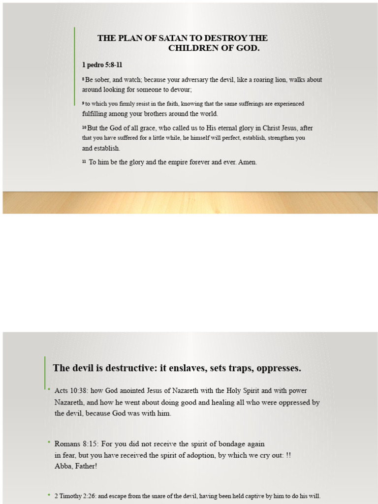 THE PLAN OF SATAN TO DESTROY THE CHILDREN OF GOD | PDF | Satan | God In ...