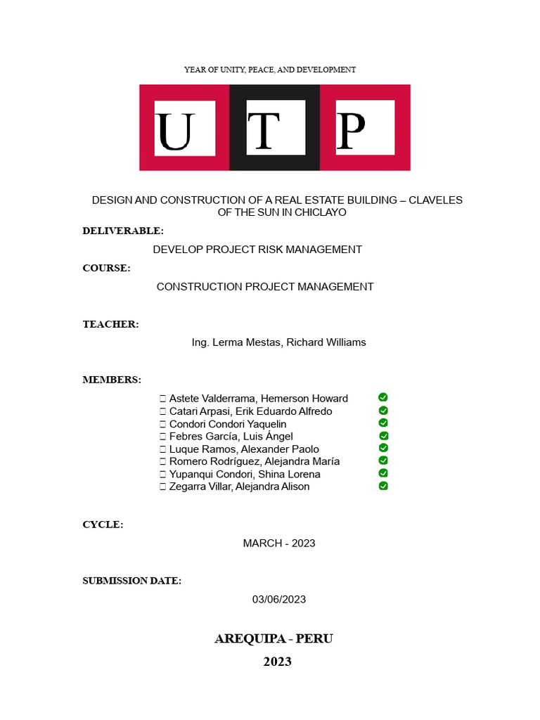 Risk Management for Chiclayo Real Estate Project | PDF | Risk | Risk ...