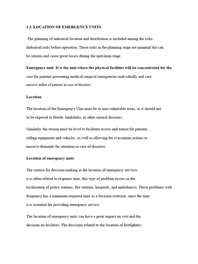 Emergency Unit Location and Planning Guide | PDF | Risk | Emergency ...