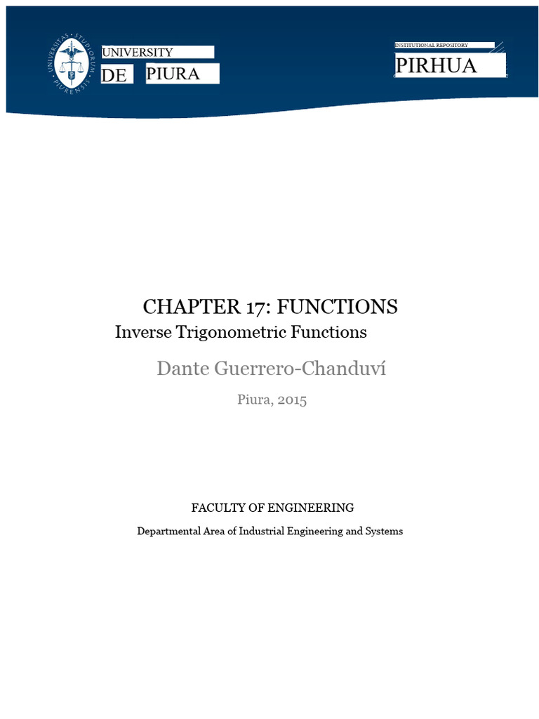 INVERSE TRIGONOMETRIC FUNCTIONS | PDF | Trigonometric Functions ...