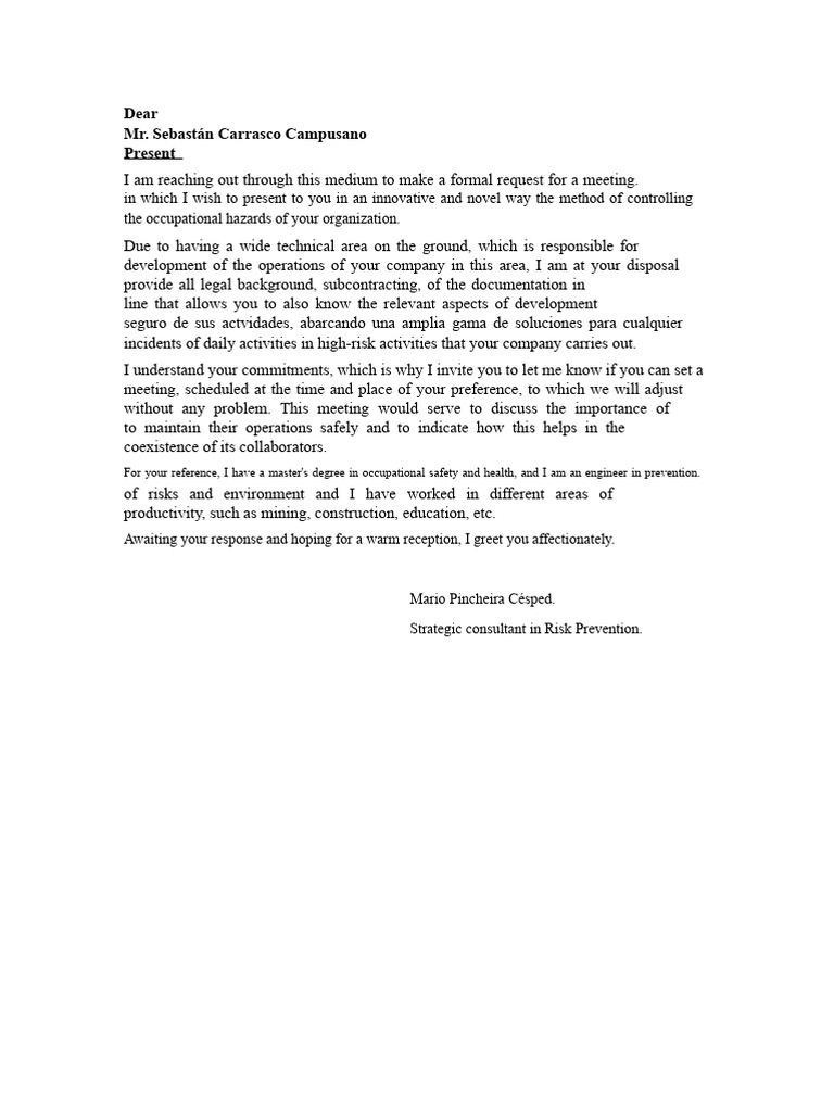 Letter Requesting A Meeting | PDF