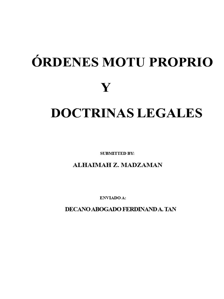 Motu Proprio Órdenes y Doctrinas Legales | PDF | Fiscal | Apelación