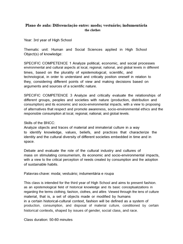 Lesson Plans Etec Tiquatira | PDF | Knowledge | Epistemology