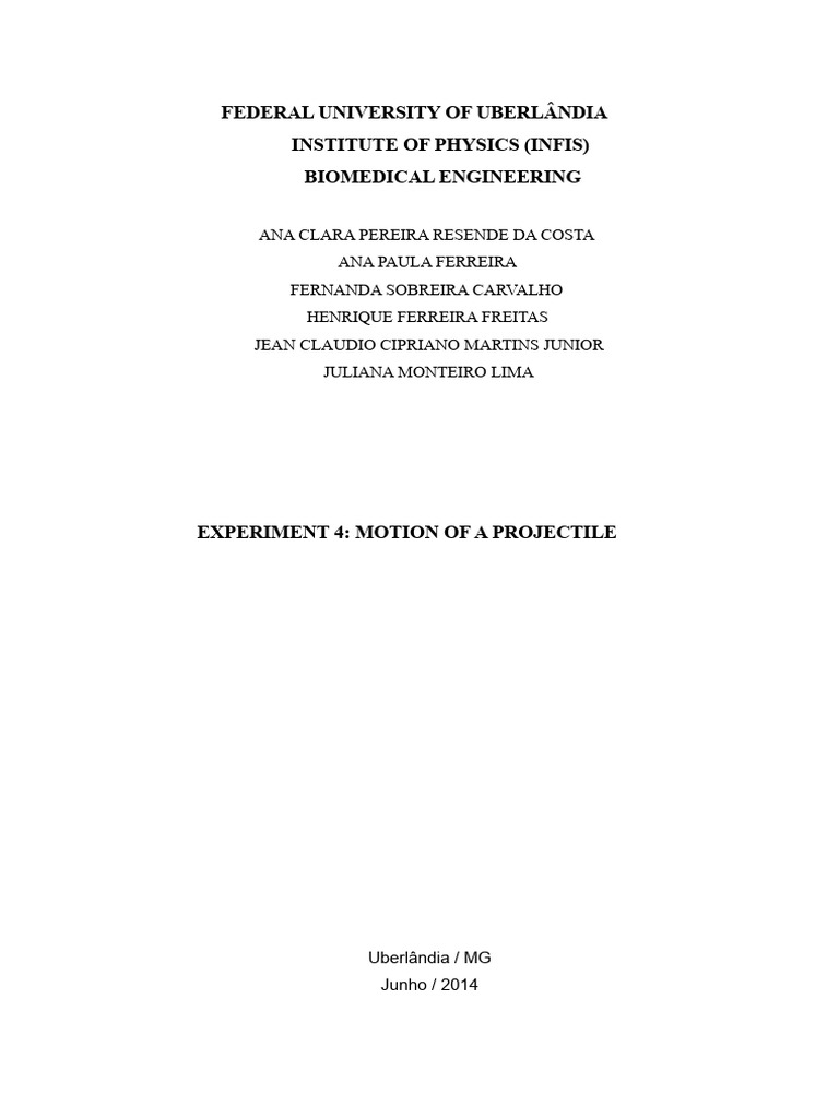 REPORT 4 - MOVEMENT OF A PROJECTILE.docx | PDF | Classical Mechanics ...