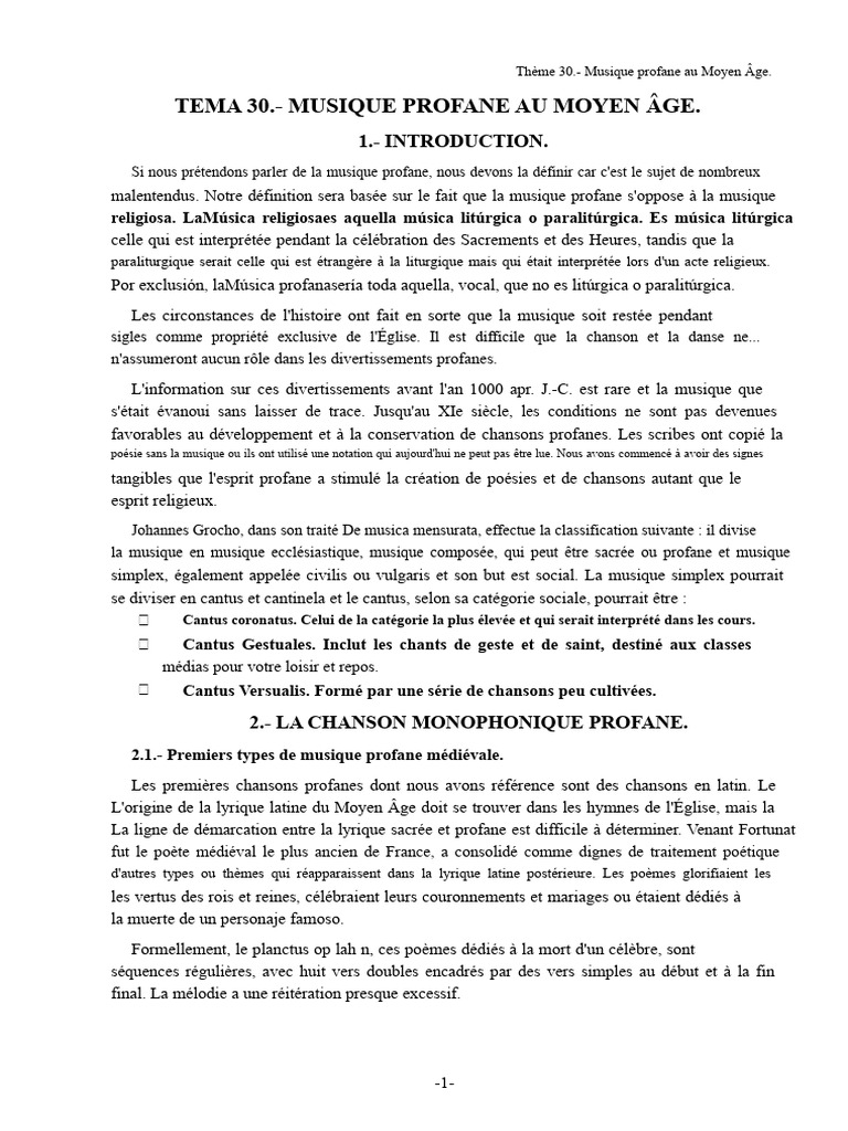 Musique profane au Moyen Âge : Définition et Évolution | PDF | Ballade ...