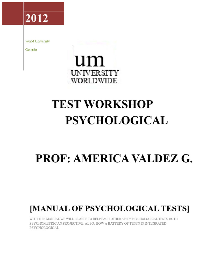 Comprehensive Guide to Psychological Tests | PDF | Wechsler Adult ...