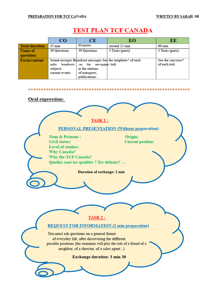 TCF Canada Test Preparation Guide | PDF