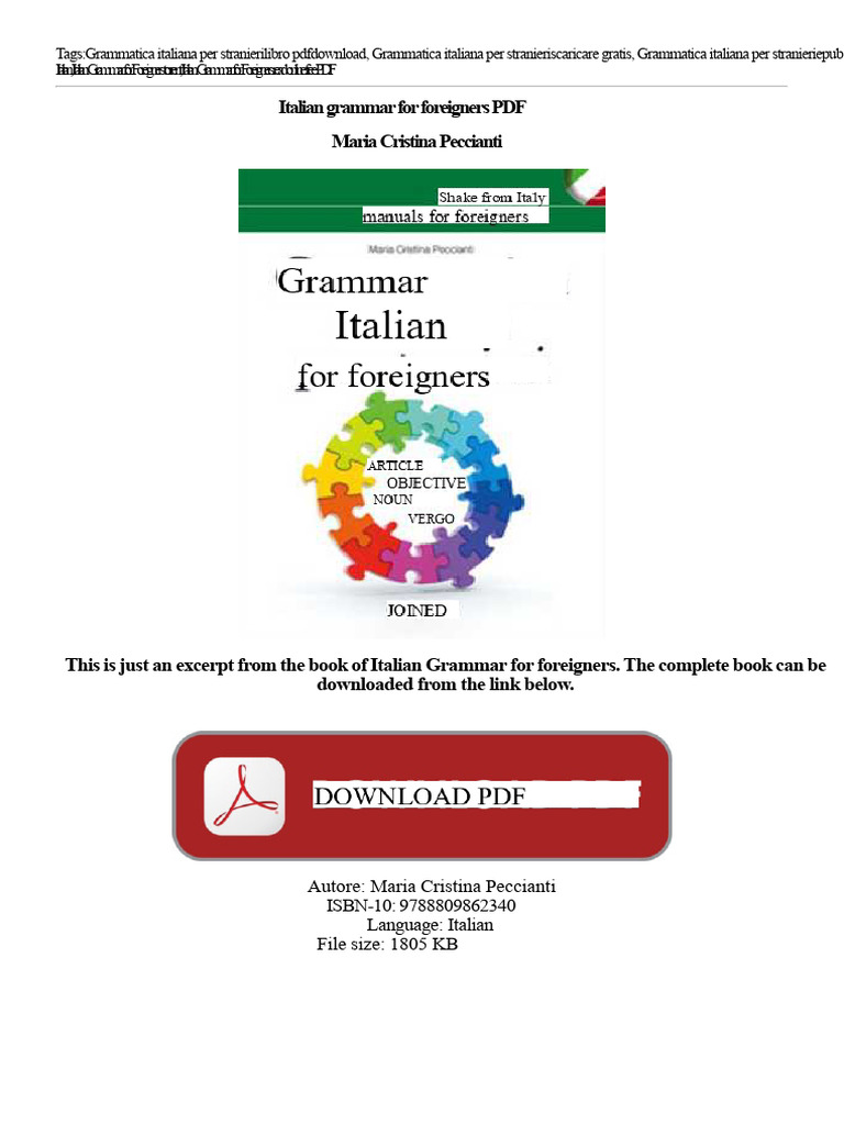 Italian Grammar Guide for Foreigners | PDF