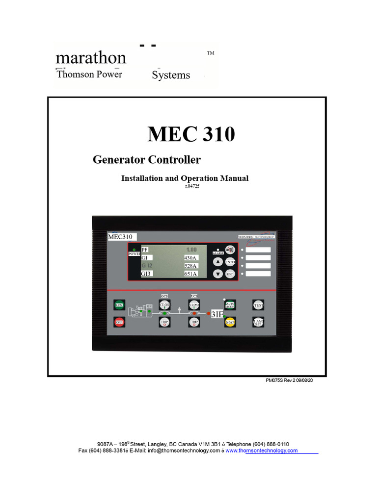 MEC 310 Generator Controller Manual | PDF | Relay | Electric Generator