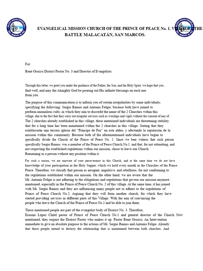 EVANGELICAL CHURCH OF THE PRINCE OF PEACE No | PDF | Religious Belief ...