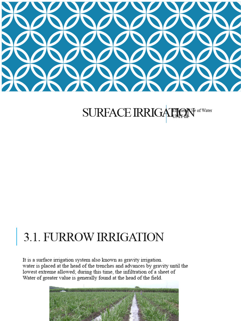 SURFACE IRRIGATION Unit III Efficient Use of Water MANUEL | PDF ...