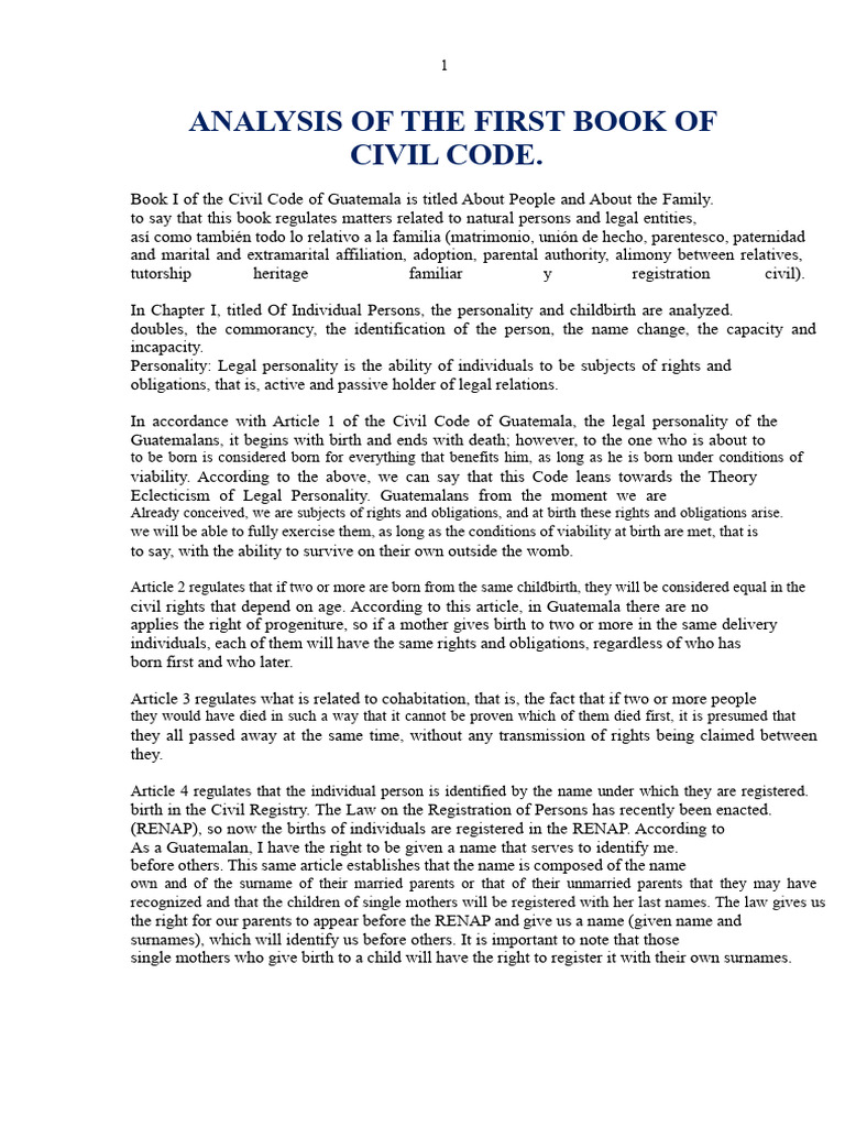 Analysis of the First Book of the Civil Code | PDF | Notary Public ...