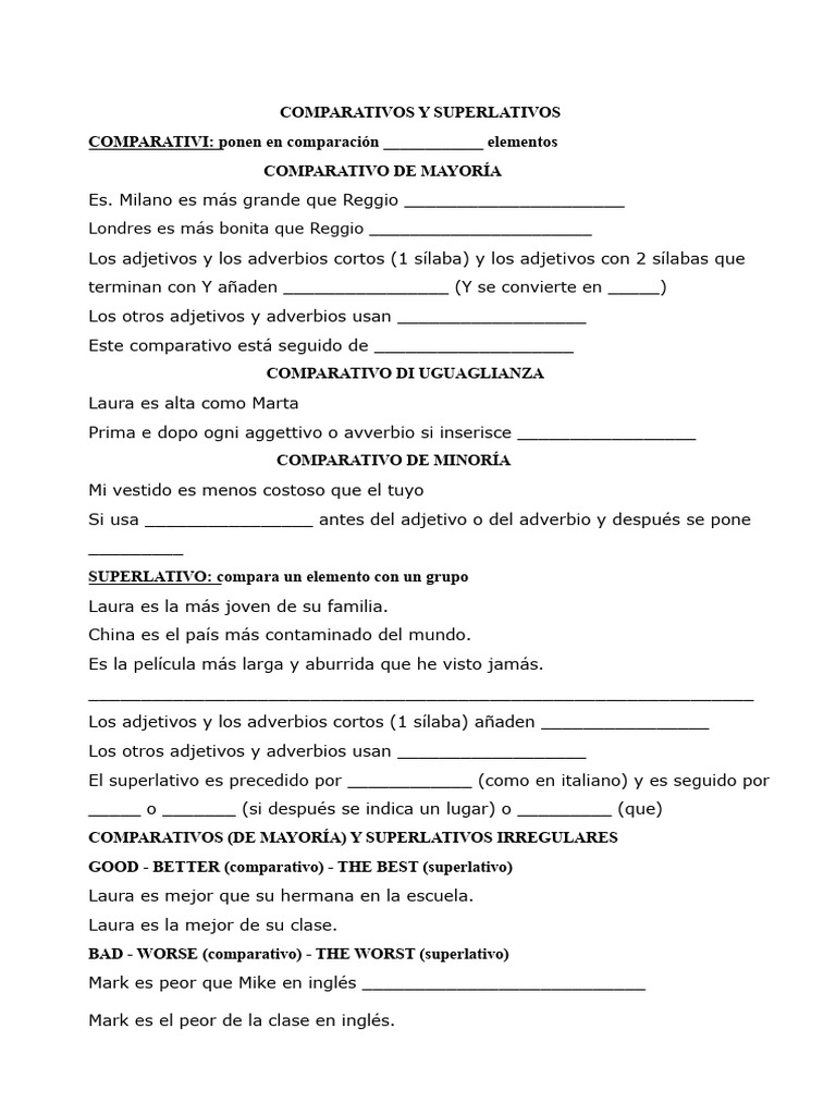 Comparativos y Superlativos | PDF | Lingüística