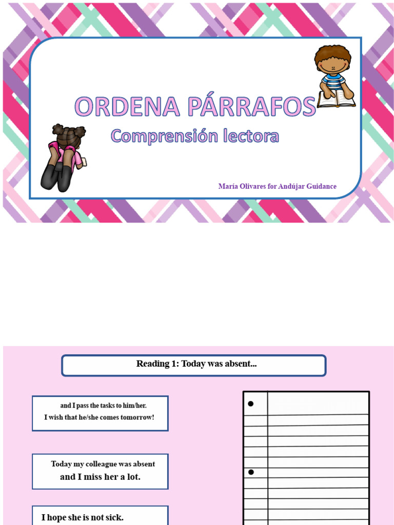 We work on reading comprehension by organizing paragraphs. | PDF