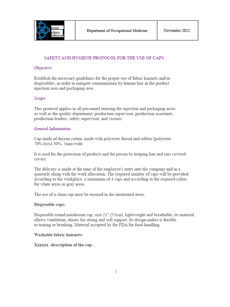 Security and Safety Protocol For The Use of Caps | PDF