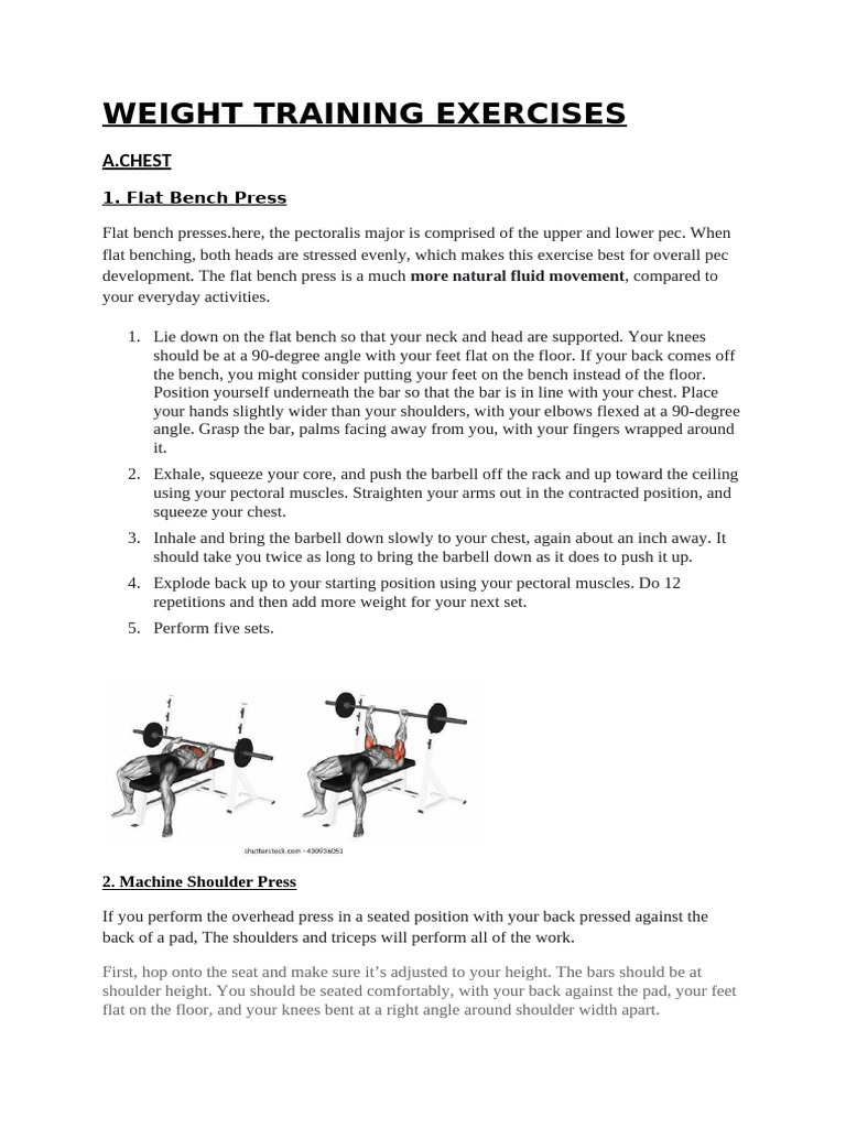 Essential Weight Training Exercises Guide | PDF | Strength Training ...