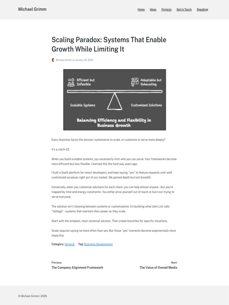 Scaling Paradox: Systems That Enable Growth While Limiting It - Michael ...