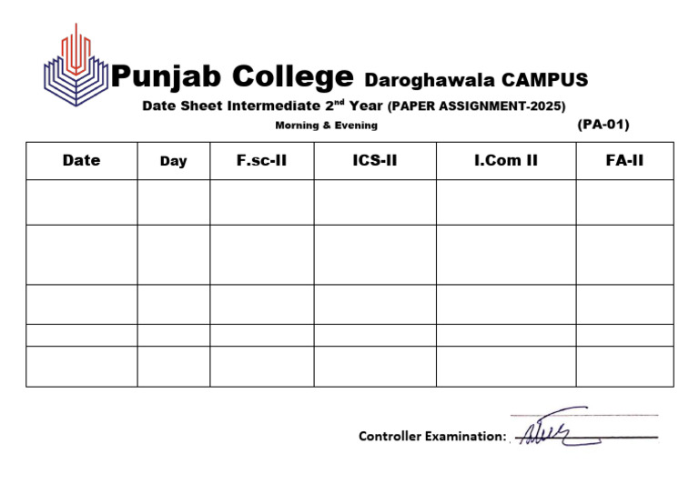 Intermediate 2nd Year Exam Schedule 2025 | PDF