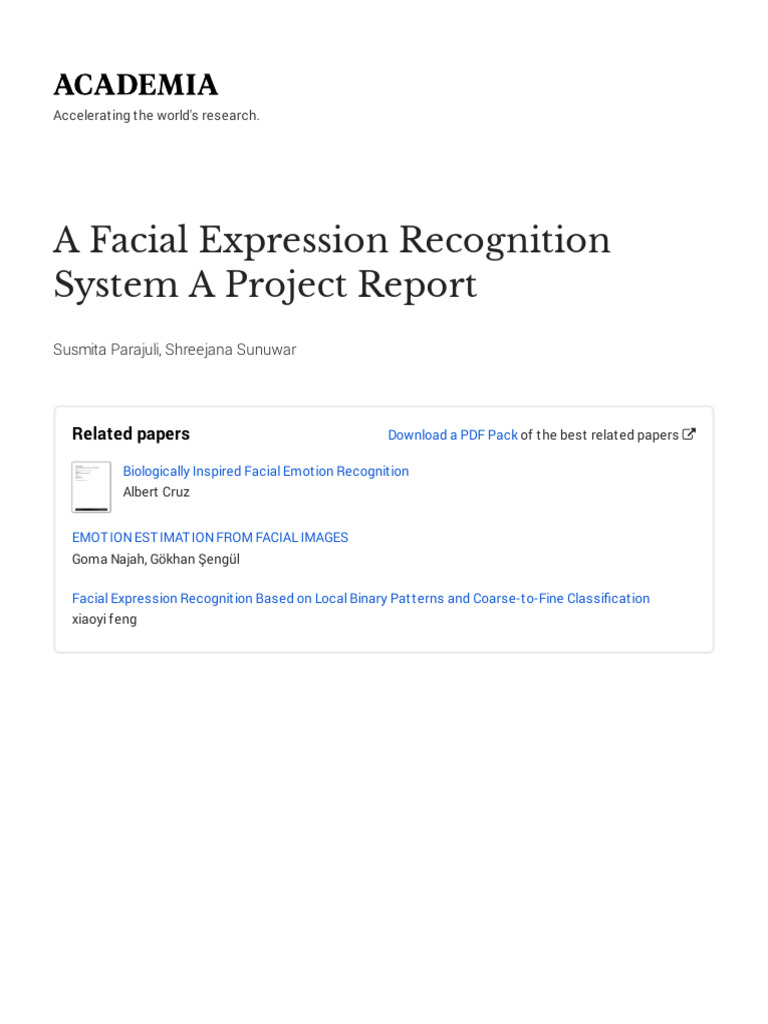 Facial Expression Recognition System Report | PDF | Support Vector Machine