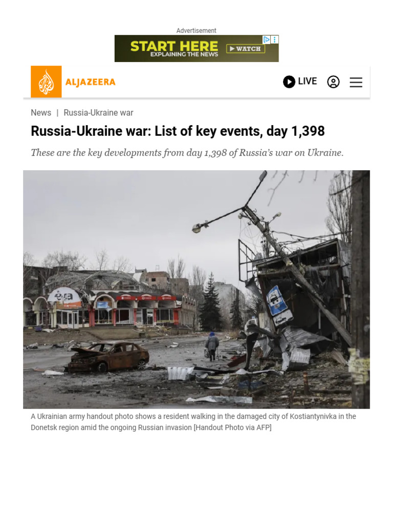 Russia-Ukraine War- List of Key Events, Day 1,398 | Russia-Ukraine War ...