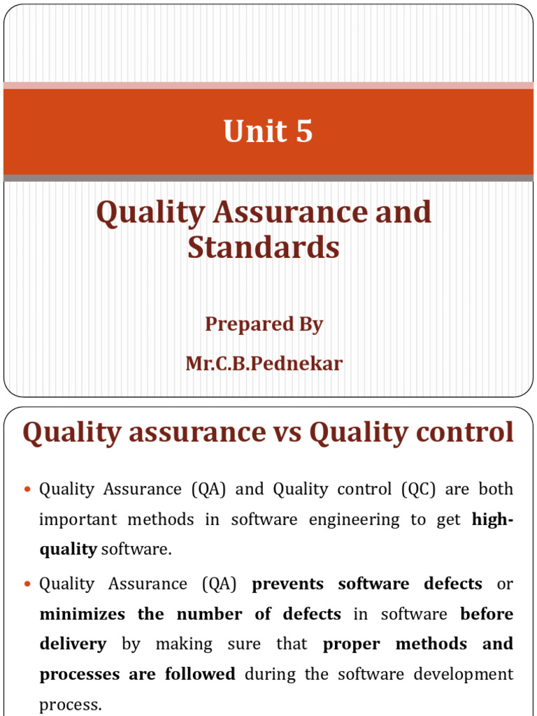 Quality Assurance and Standards | PDF | Quality Assurance | Business
