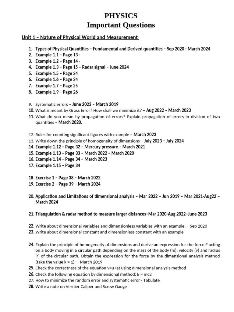 PHYSICS Important Questions | PDF | Heart | Hormone