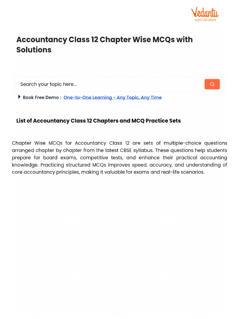 Accountancy Class 12 Chapter Wise MCQs With Solutions | PDF