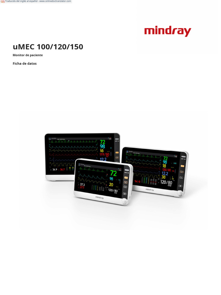 Monitor de paciente uMEC: Especificaciones y Usos | PDF | Oscilación ...