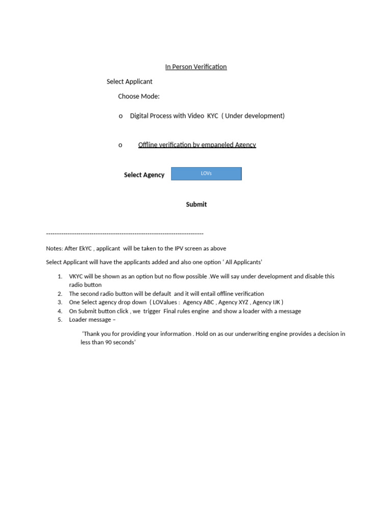 In Person Verfication Dummy Screen | PDF