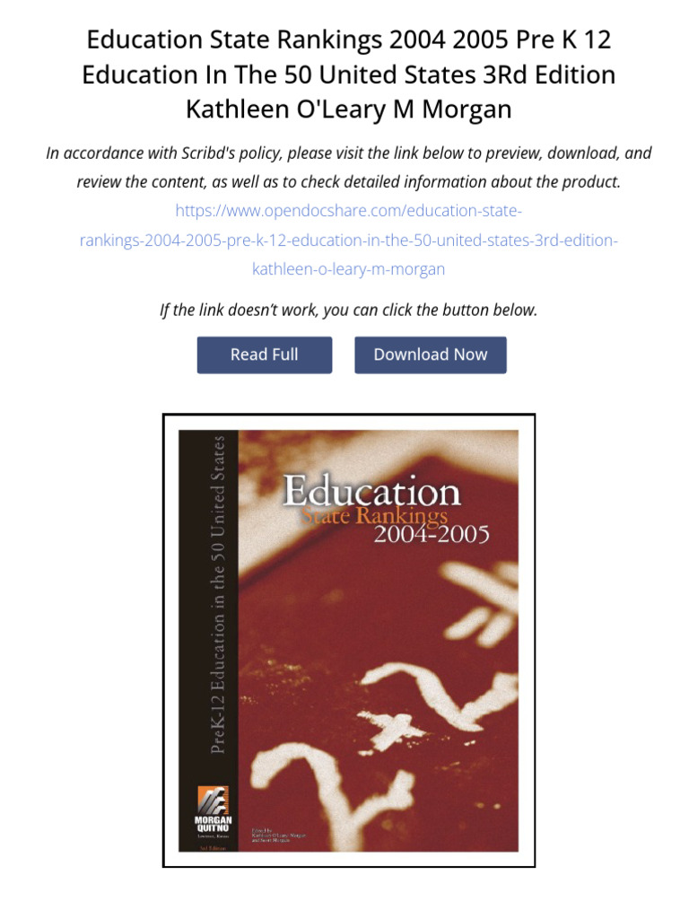 Education State Rankings 2004 2005 Pre K 12 Education in the 50 United ...