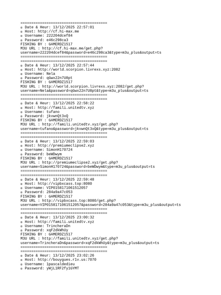 XTREAM_LISTE_3_14122025 | PDF | Computer Access Control | Computing