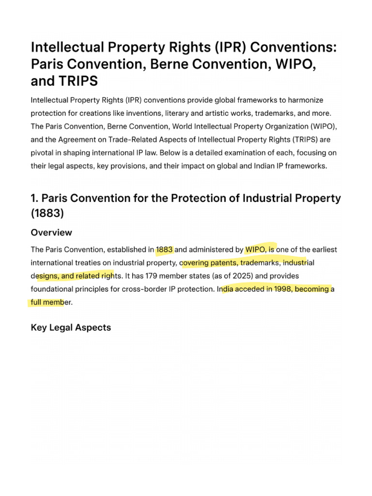 International Conventions IPR | PDF
