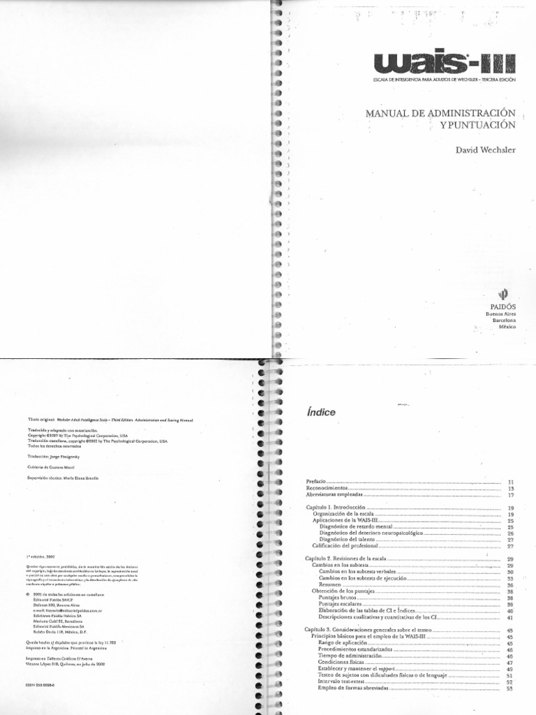 Wais III Manual de Administracion y Puntuacion | PDF