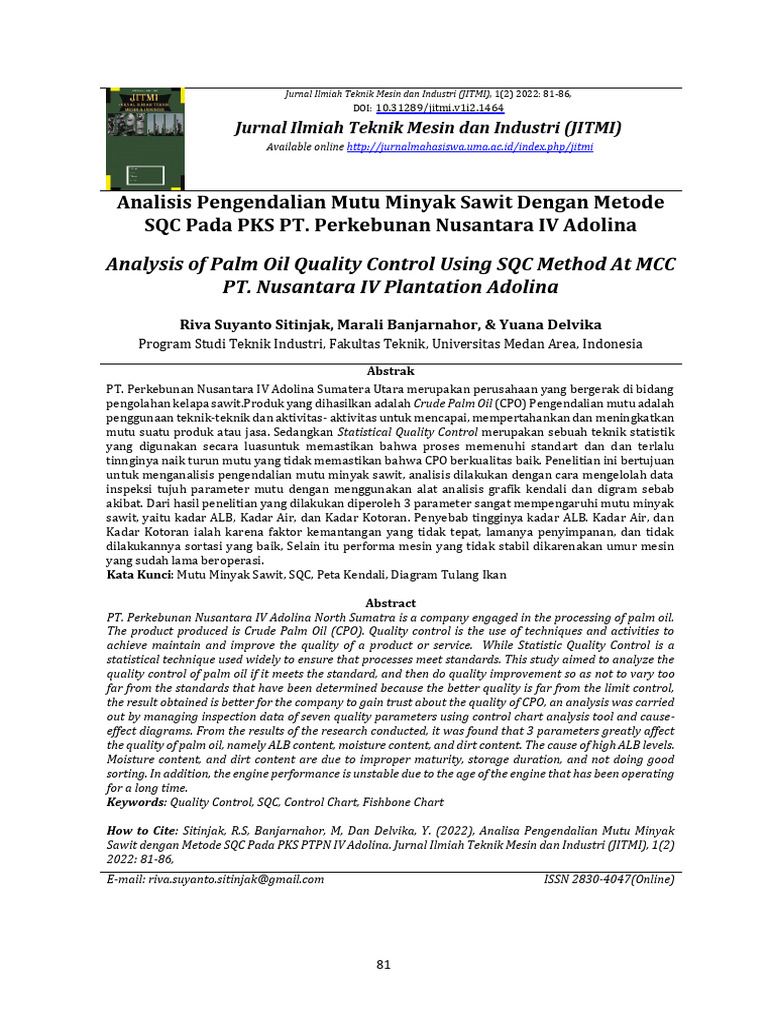 Pengendalian Mutu CPO dengan SQC | PDF