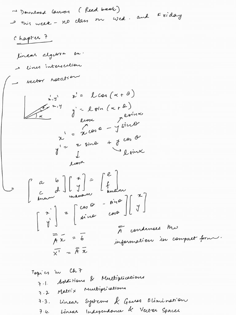 Matrix algebra class notes | PDF