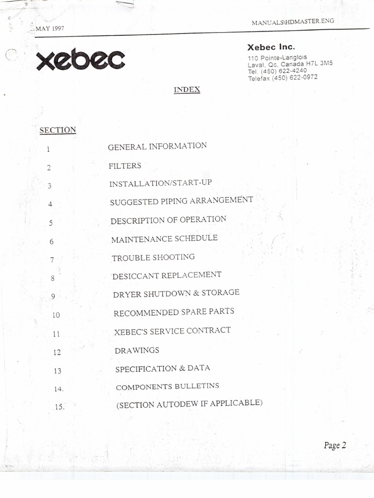 Manual de Partes Secador XEBEC | PDF