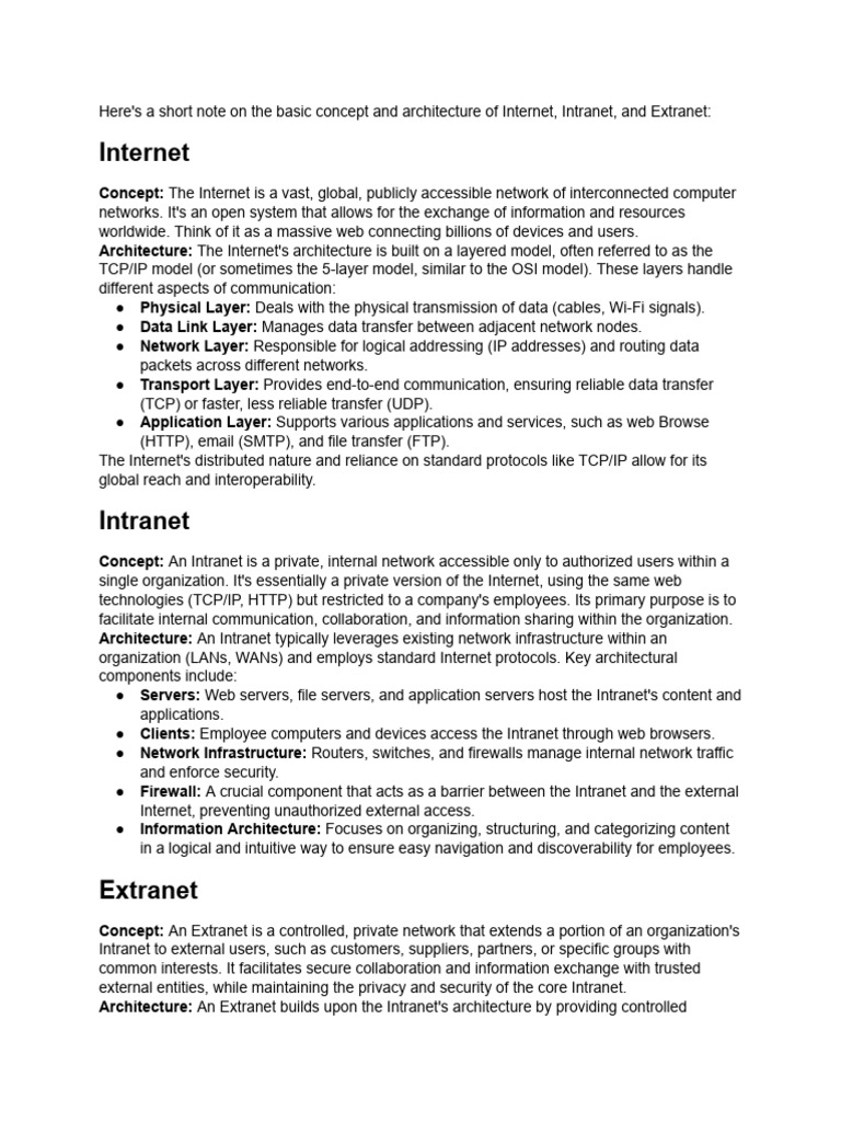 Short Note on the Basic Concept and Architecture o... | PDF | Computer ...