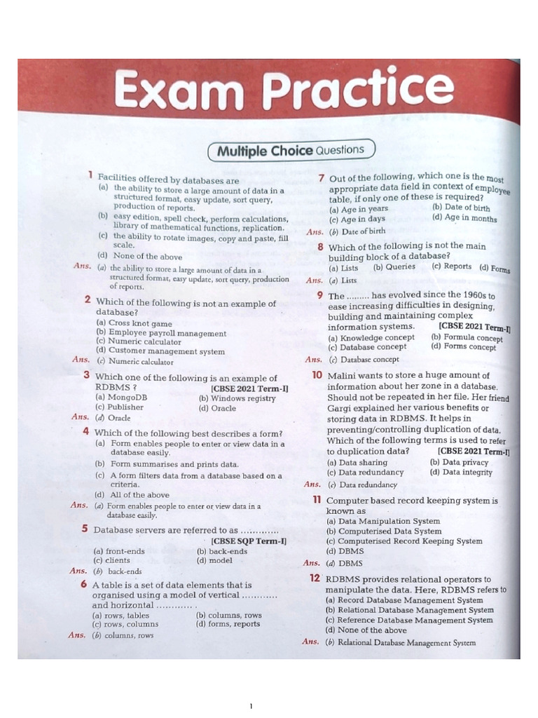 Database Management System Sample Questions | PDF