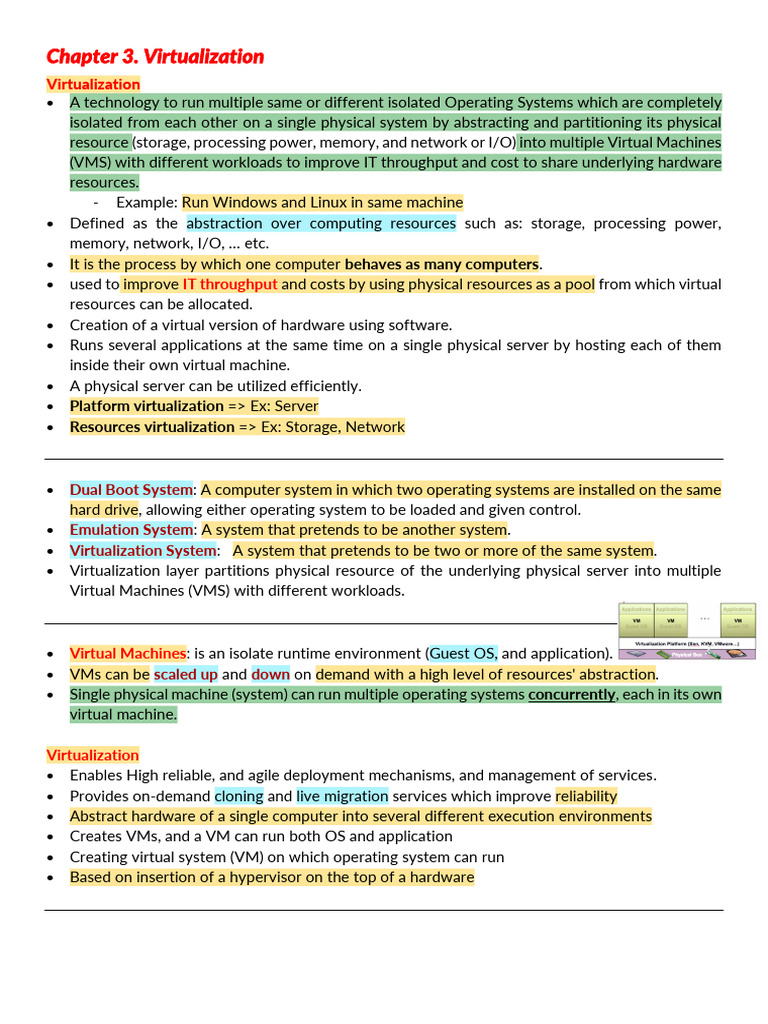Cloud Chapter 3 Summary | PDF | Virtual Machine | Virtualization