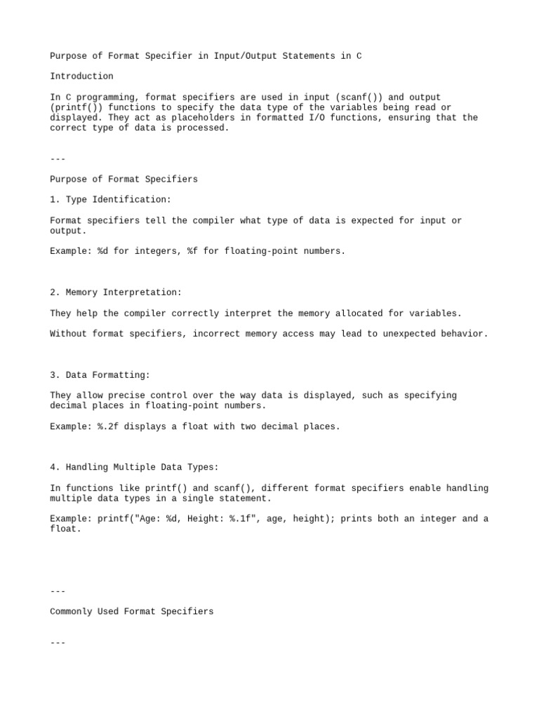 Format Specifier | PDF