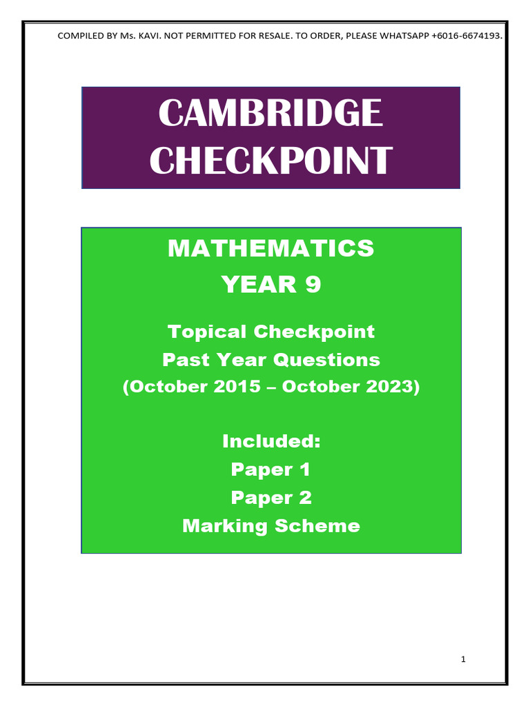 Checkpoint All Chapter | PDF | Elementary Mathematics | Mathematics