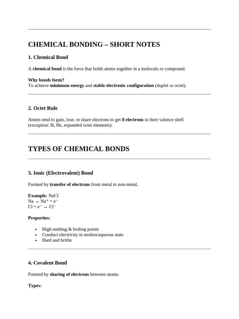 CHEMICAL BONDING | PDF | Chemical Bond | Chemical Polarity